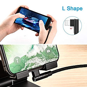 aceyoon 2 Pack MFi Certified Lightning Charger, 1ft Right Angle Lightning Cable Braided Dual L Shape iPad Charger Fast Charger USB Cable Compatible with iPhone 11/11 Pro/XS Max/XR/X/8/7/6, iPad