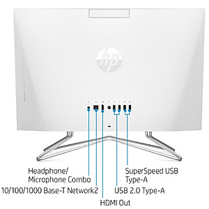 HP 22 AIO 21.5" FHD Business All-in-One Desktop Computer, Intel Celeron J4025 Up to 2.9GHz, 4GB DDR4 RAM, 128GB SSD, WiFi, Bluetooth, Keyboard and Mouse, White, Windows 11 Pro