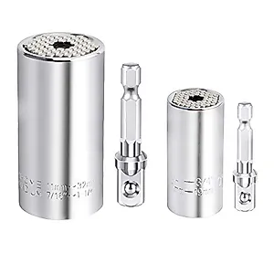 KAYLAN Universal Socket Wrench Set (11-32mm 7-19mm) Multi-function Hand Tools Universal Repair Tools,Multi-function Ratchet Universal Sockets,2 PCS Set