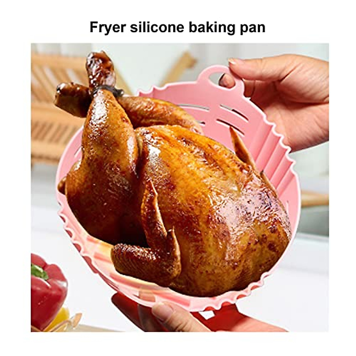 DAUERHAFT Air Fryer Silicone Liner, Washable Oilproof Air Fryer Insert Food Grade for Kitchen(Pink)