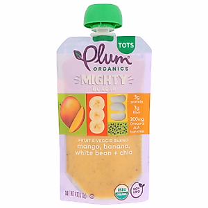 PLUM ORGANICS Organic Mighty Mango Banana Bean Sunbutter Chia, 4 OZ
