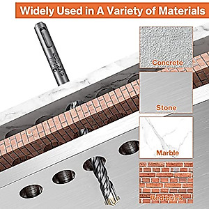 Lytool SDS Plus Drill Bits Set, 10Pcs Rotary Hammer Bits Set, Carbide Bits Tipped for Masonry, Ceramic Tile, Walls, Brick, Marble, Stone, Drill Bits for Impact Drill(3/16'',1/4'',5/16'',3/8",1/2")