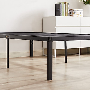 VECELO 18" Twin Metal Platform Tall Bed Frame,Heavy Duty Steel Slat/Easy Assembly Mattress Foundation/No Box Spring Needed