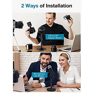 InnoGear Desktop Microphone Stand, Upgraded Adjustable Table Mic Stand with Mic Clip and 5/8" Male to 3/8" Female Screw for Blue Yeti Snowball Spark & Other Microphone, Pack of 2