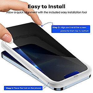 JETech Privacy Screen Protector for iPhone 13 Pro Max 6.7-Inch with Camera Lens Protector, Anti-Spy Tempered Glass Film, Easy Installation Tool, 2-Pack Each