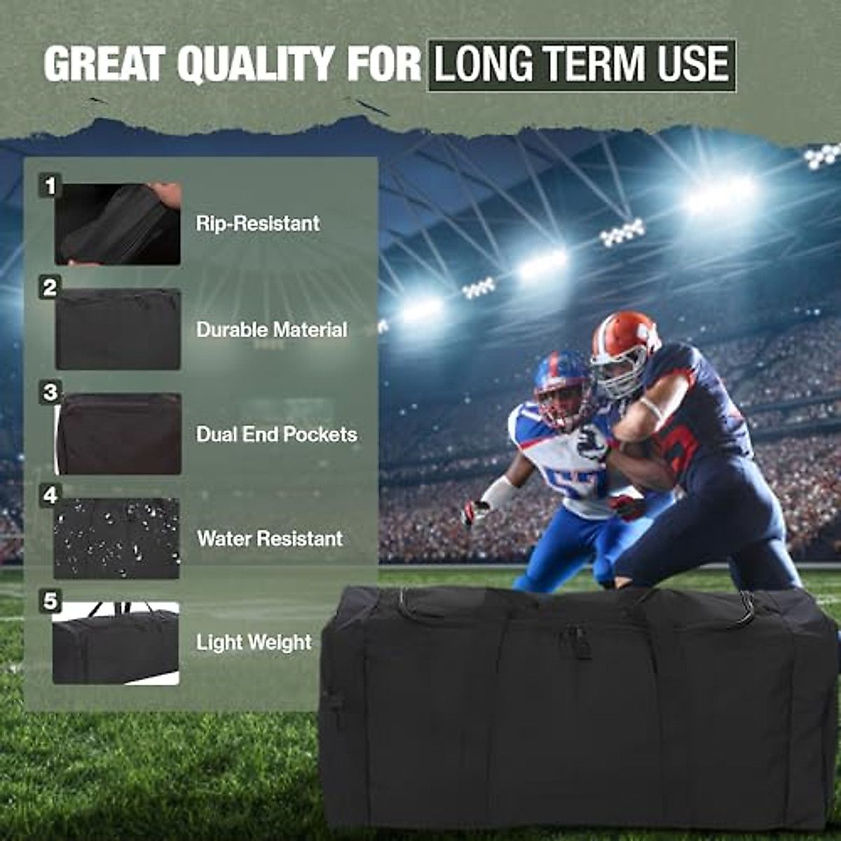 Jetstream Heavy Duty Hockey Bag | Multi Pocket Travel Duffel Bag | Large Sports Gym bag with Water Repellency | Foldable Luggage Bag with Padded Handles For Camping (36 Inch, Black)