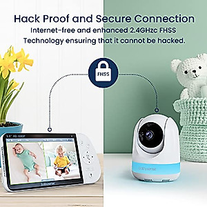 Babysense 5.5” 1080p Full HD Split-Screen Baby Monitor, Video Baby Monitor with Camera and Audio, Two PTZ Cameras, RGB Night Light, 1000ft Range, Two-Way Audio, 4X Zoom, 5000mAh Battery