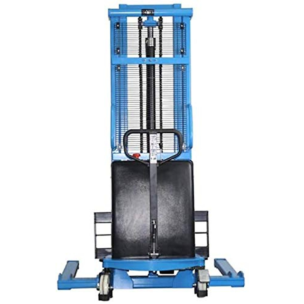 DoubleWin Semi-Electric Straddle Stacker Powered High Lift Pallet Stacker Forklift Truck with Adjustable Fork, 3300 lbs Capacity, 118" MAX Lifting Height, 42" Length X 8.3"-32.7" Adjustable Width Fork
