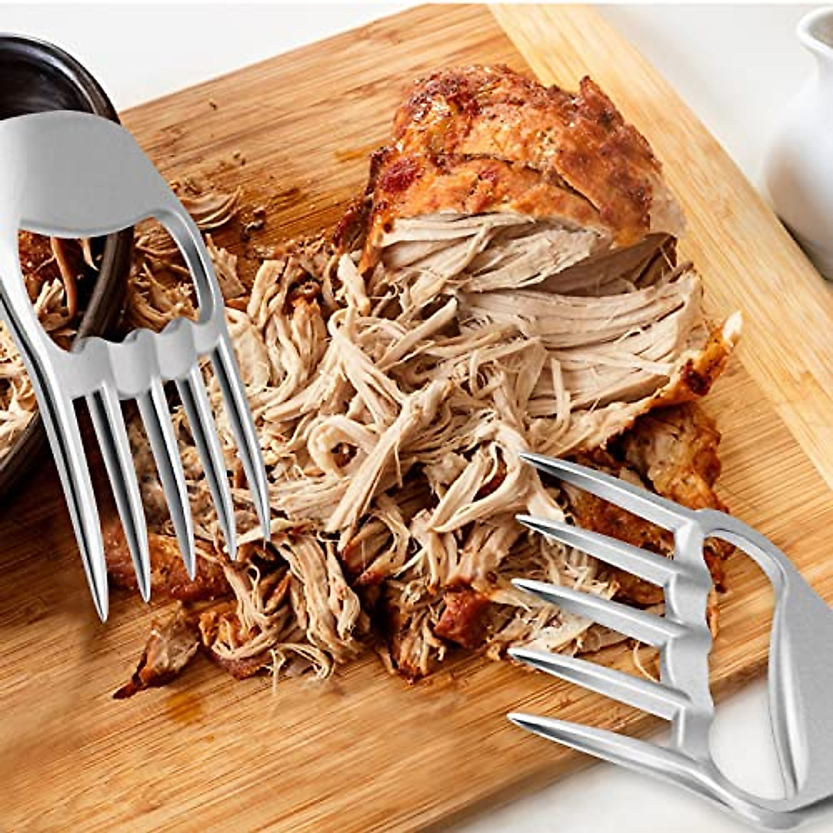 Meat Claws for Shredding Heavy Duty Meat Shredder Tool Meat Shredder Claws BBQ Tool for Shredding Meat, Smoker Accessories (Silver)