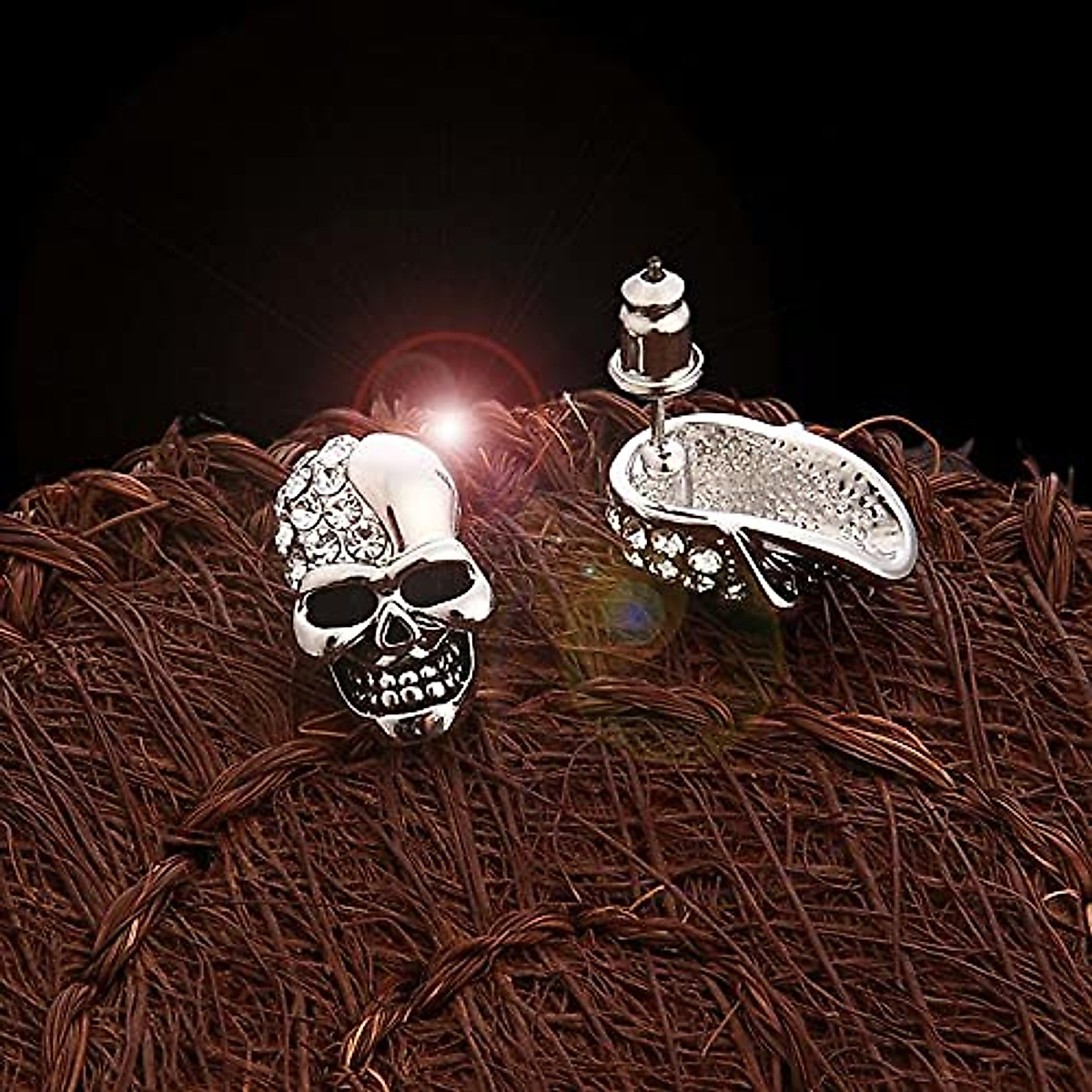 U-M pulabo Cubic Zirconia Skull Stud Earrings,Gold Adorable Quality and Durable Beautiful
