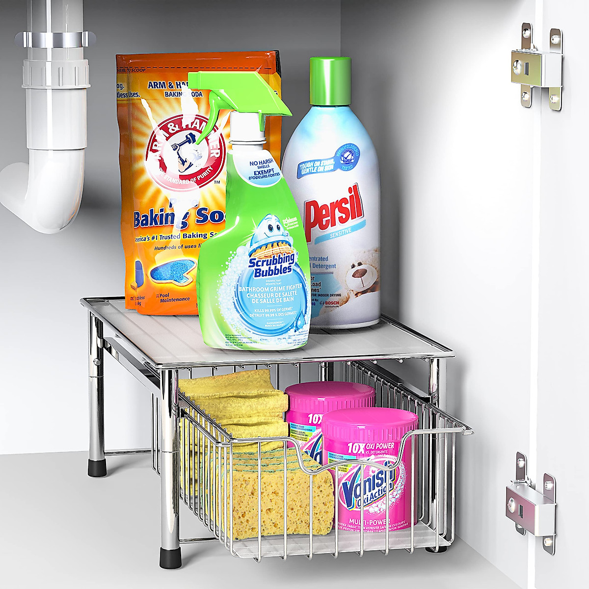 Simple Houseware Stackable Basket Drawer, Chrome