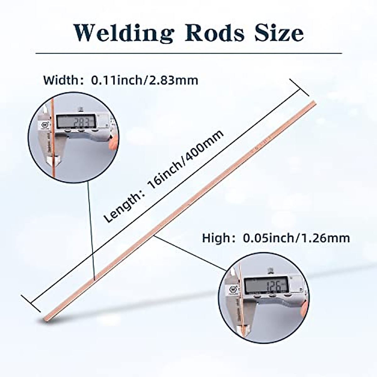16"Copper Brazing Rods，10 Sticks Low Temperature Copper Rod ，Phosphor Copper Solder Self Fluxing Welding Brazing Rods Sticks for Copper Hvac Refrigerator，Oven，Copper Pipes