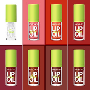 Beauty Glazed Big Brush Head Lip Oil, Ultra-Hydrating & Nourishing, Smooth Glossy Finish Lip Glow Oil, Shiny and Vegan Tinted Lip Gloss, Non-Sticky Formula (101# MEET, 1)