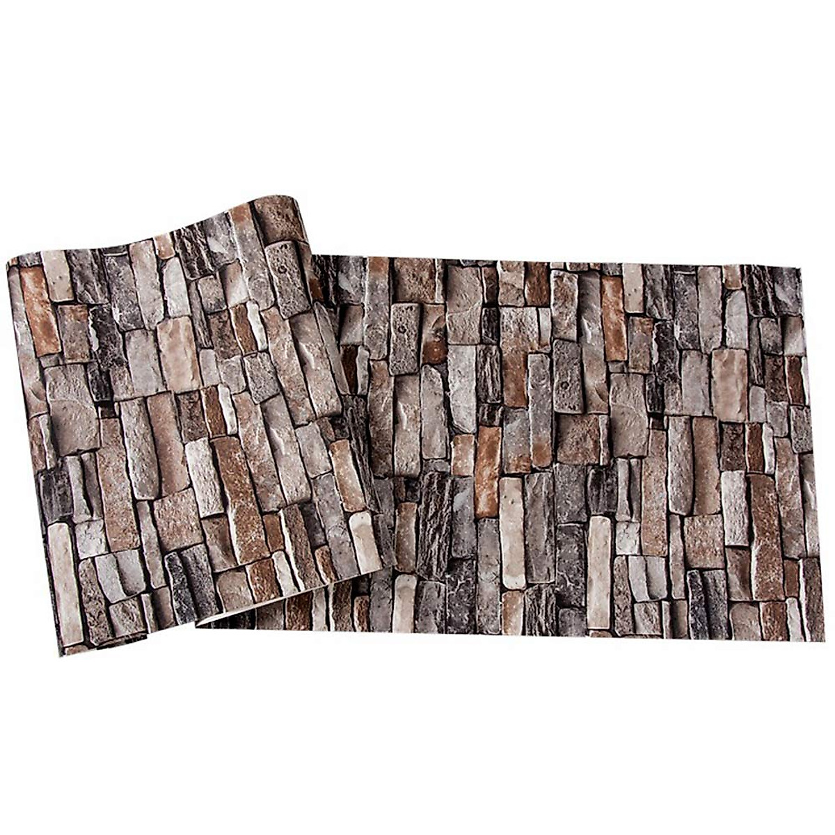 Vopie Brick Wallpaper, Stone Textured, Removable and Waterproof for Home Design and Room Decoration, Super Large Size 0.53m x 10m / 393.7" x 21"