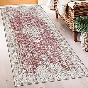 ReaLife Machine Washable Rug - Stain Resistant, Non-Shed - Eco-Friendly, Non-Slip, Family & Pet Friendly - Made from Premium Recycled Fibers - Persian Distressed - Clay, 2'6" x 8'
