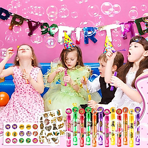 24PCS Cheetah DIY Bubble Wands Party Favors 96PCS Stickers for Goodie Bag Fillers Pinata Stuffers, Mini Bubble Bulk Birthday Party Supplies Toys Gifts Class Prizes for Toddlers Boys Girls