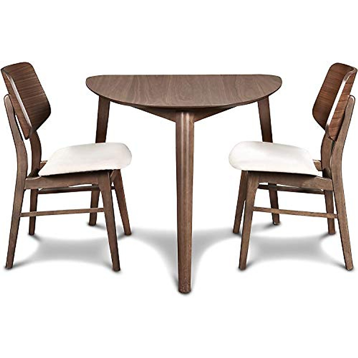 New Classic Furniture Mid-Century Modern Oscar Corner Table 3-Piece Dining Set, Walnut