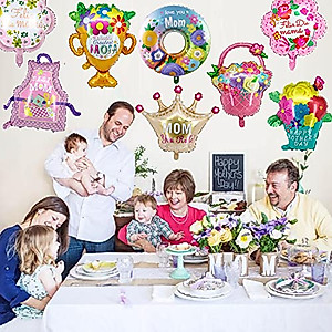 Happy Mother's Day Foil Balloons Party Decorations - Worlds Greatest Mom Best Mom Ever Spanish Feliz Dia Mama Balloons for Mother's Day Party Birthday Decorations Supplies