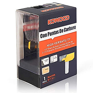 KOWOOD 1/2” Inch Shank 2-1/4” (Dia.) Bottom Cleaning Router Bits (Mortising Bit, Spoil Board Surfacing, Slab Flattening Woodworking Milling Cutter) with Carbide Tipped