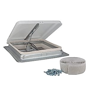 RecPro 14" RV Roof Vent Kit w/Butyl Tape w/12 Volt Fan | White | #71112-C | RV Replacement Vent (1 Pack)
