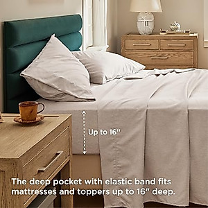 Bedsure Full Size Sheets - Ultra Soft Cationic Dyed Bed Sheets, Fits Mattresses up to 16" Thick, Breathable Full Sheets, Hotel Luxury Bedding Sheets and Pillowcases, 4 Pieces, Warm Taupe