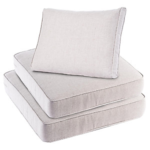 HOOOWOOO Outdoor Cushion Covers,Breathable Patio Cushion Covers Replacement,Cushions Slipcovers with Zipper for Outdoor Outside Patio Furniture Sofa Couch Ottoman Seat Back Pillow,8 PCS Beige