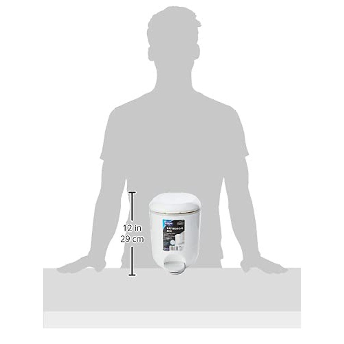 Addis Premium Deluxe Bathroom Pedal Bin with Inner, 3.5 Litre, White Grey, 29 x 18.5 x 23cm