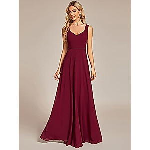 Ever-Pretty Women's Sweetheart Chiffon Sleeveless Chiffon Bridesmaid Dress Burgundy US4