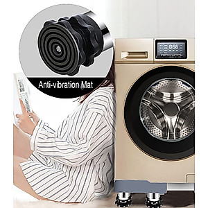 Machine Stand Adjustable Appliance Stand Refrigerator Pedestal Stand Length/Width 17"-25" Wine Cooler Stand Pedestal for Dishwasher Heavy Furniture, Anti-rust, White (Legs:10",4Legs)