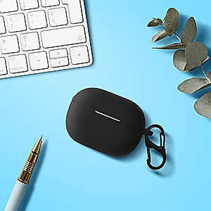 kwmobile Silicone Cover Compatible with Xiaomi Redmi Buds 4 Pro - Case Cover Stick-On Skin with Clip - Black