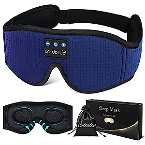 LC-dolida Bluetooth Sleep Mask Sleep Headphones Smart Auto Off Timer Sleeping Headphones for Side Sleepers Breathable 3D Music Eye Mask Cool Tech Gadgets Birthday Holiday Unique Gifts for Men
