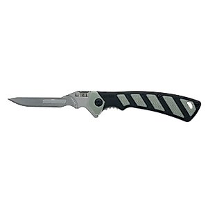 Old Timer Replaceable Blade Knife with Interchangeable 60A Scalpel Blades, Rubber Overmold Grip, Spare Blades, Thumb Assist, and Liner Lock for Hunting, Skinning, and Outdoors,Black