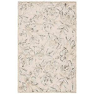 SAFAVIEH Trace Collection 4' x 6' Beige/Grey TRC803B Handmade Medallion Premium Wool Entryway Living Room Foyer Bedroom Accent Rug