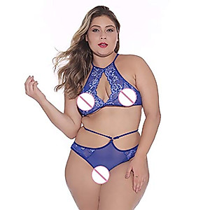 Toxz Fashionable Plus/Large Size Three-Point Lace-Necked T-Hong Women Sexy Underwear,Sheer Perspective Floral Embroidered,Corset Camisole