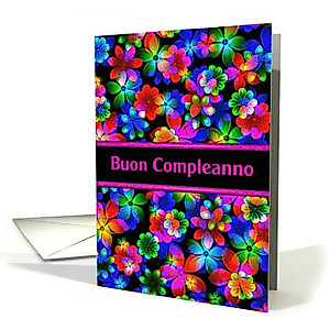 ValxArt Two Italian Happy Birthday 3D Flowers (Buon Compleanno) Birthday Card, Blank Inside