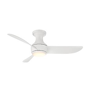 Corona Smart Indoor and Outdoor 3-Blade Flush Mount Ceiling Fan 44in Matte White 3000K LED Light Kit and Remote Control works with Alexa, Google Assistant, Samsung Things, and iOS or Android App