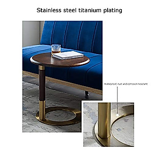 Articles for daily use Side Table Living Room Coffee Table, C Shaped Retro Accent Snack Table Side Table Coffee Table, Sofa Bed Wood Look Coffee Laptop Table, Walnut Wood