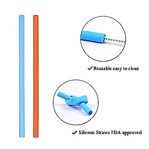 UlikeLF 6 Pieces Reusable Silicone Straws 10 inch Smoothie Drinking Straws BPA Free for 20 & 30 oz Tumbler (6 Straight+ 2 Brushes)
