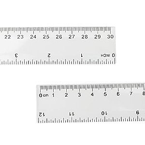LEXININ 100 PCS 12 Inch Plastic Straight Ruler, 30cm Clear Measuring Ruler, Plastic Ruler for Class Home School Office