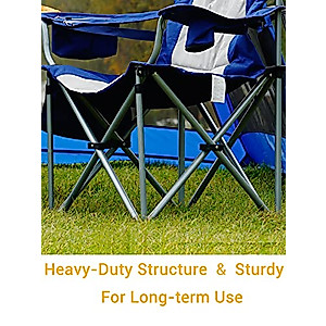 KingCamp 3PCS Lumbar Support Camping Chairs with Cooler Bag Padded Folding Camping Chair for Adults with Adjustable Armrest