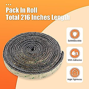 Protalwell Self Adhesive Stove Window Glass Gasket Tape, 1" Width 72" Length, Flat Stove Door Glass Gasket, Self Stick Flat Gasket Tape for Stove and Fireplace Window Glass
