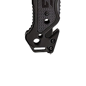 SOG Escape Tactical Folding Knife- 3.4 Inch Serrated Edge Blade Emergency Pocket Knife with Glass Breaker, Wire Stripper and Line Cutter Blades-Black (FF25-CP)
