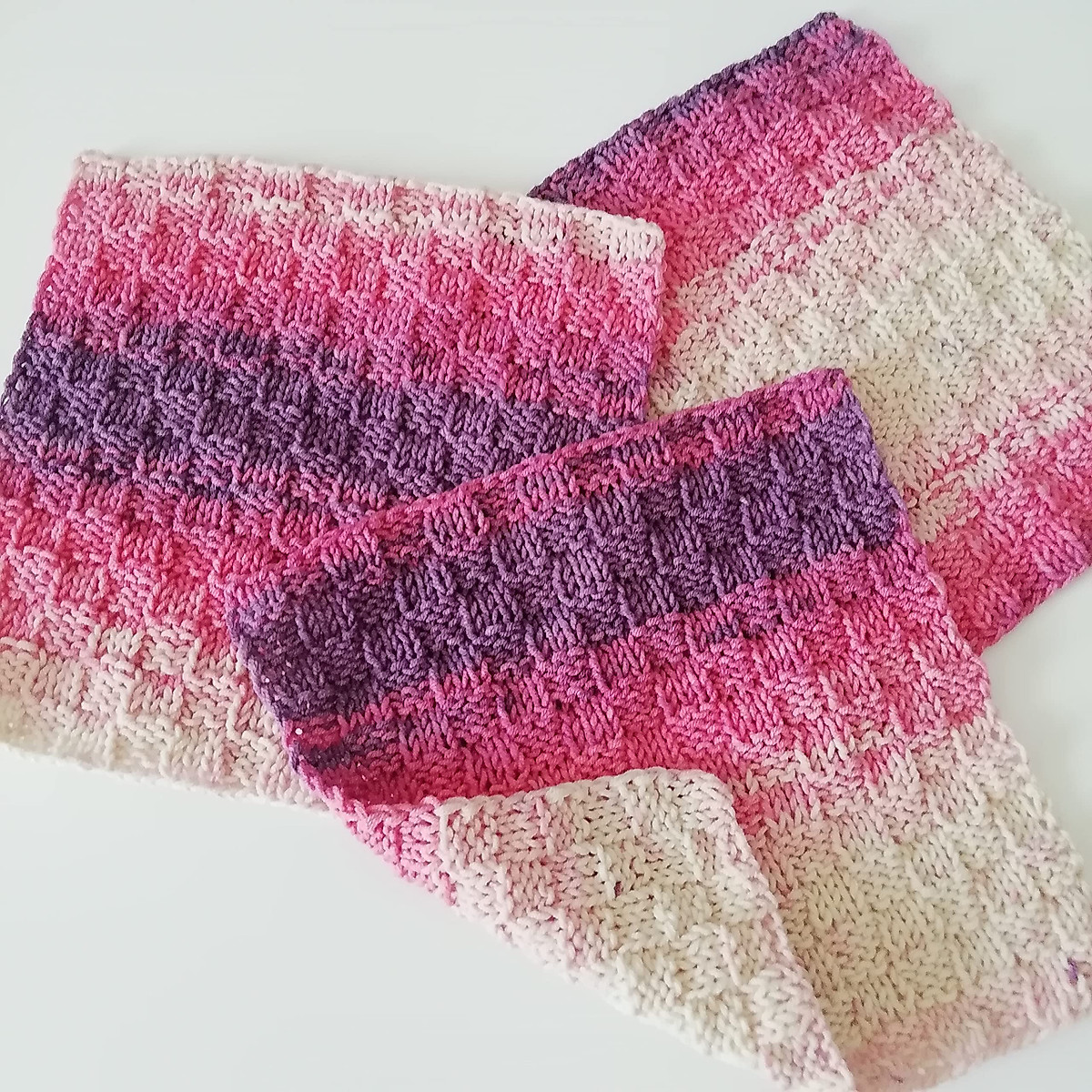 Cotton Dish Cloths Handmade Set of 3 Pink Crochet Kitchen Reusable Rags Wash Cloth Soft Cozy Ecology Mini Towels