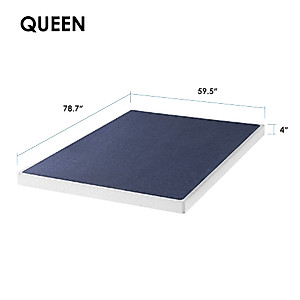 Best Price Mattress 4 Inch Metal Box Spring-Mattress Support with Wood Slats, Queen, Blue