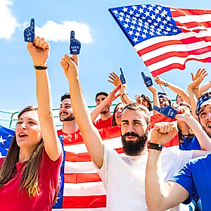 Sinmoe 48 Pieces Sport Party Favors Fan Foam Finger Mini #1 Basketball Baseball Football Soccer Team Cheerleader Gifts for Sporting Events Games Birthday Supplies(Dark Blue)