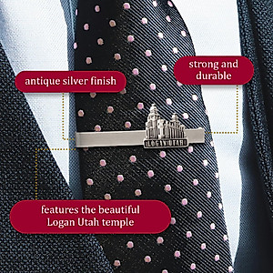 Silver Tie Clip by Ringmasters | LDS Temple Tie Clips for Men with Antique Silver Finish | Suit Accessories for Weddings, Church, & Formal Events | Versatile Tie Pin, (Logan Utah)