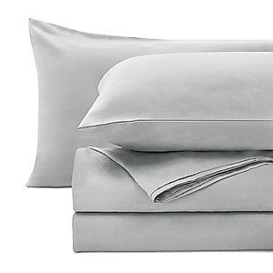 Deconovo Bed Sheets California King Sheet Sets Light Grey Cal King Microfiber 16" Deep Pocket 1800 Thread Count Luxury Comfort Bedding Silky Soft Touch 4 Pieces Pillowcases Flat Sheet & Fitted Sheet
