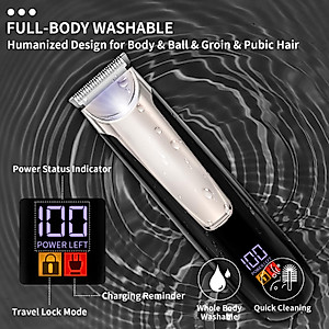 Body Hair Trimmer for Men Groomer: Mens Electric Pubic Groin Hair Shaver - Man Waterproof Ball Trimmers with LED Light - Male Grooming Kit