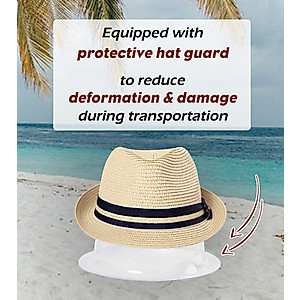 Comhats Summer Fedora Straw Hats for Men Beach Sun Panama Packable Trilby Dress Derby Beige XX-Large XXL