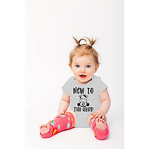 Belle Homie New To The Herd - Funny Baby Essentials Bodysuit - Cute Baby Girl Clothes Newborn Boy Outfit (Newborn, Sports Grey)